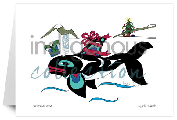 Christmas Orca 5 x 7 Art Card by artist Angela Kimble. Indigenous ...