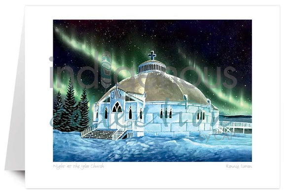 Night at the Igloo Church 5 x 7 Art Card by artist Ronnie Simon ...