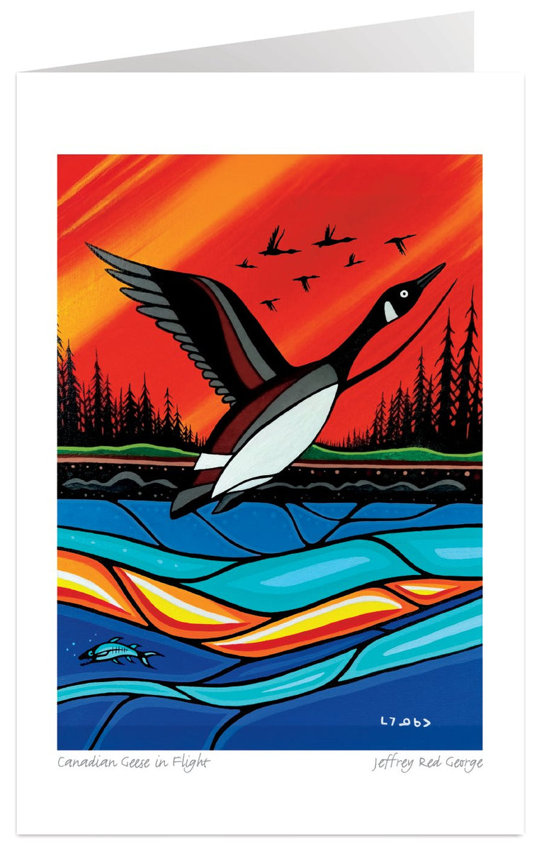 Canadian Geese in Flight by artist Jeffrey Red George – Indigenous ...