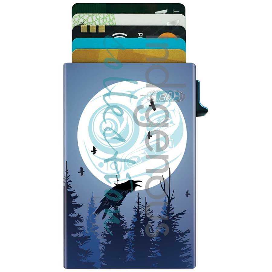 Raven Moon Metal Card Holder by artist Mark Preston – Indigenous Collection