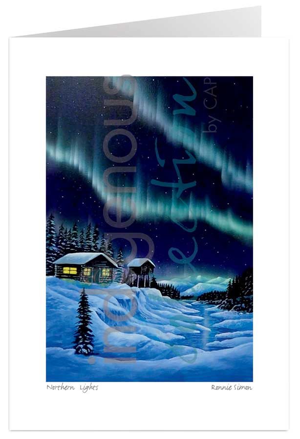 Northern Lights 5 x 7 Art Card by artist Ronnie Simon. Indigenous ...